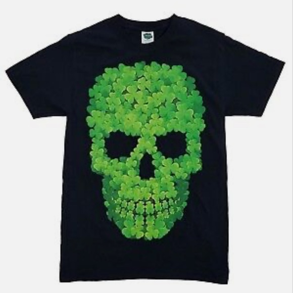 Lucky Brand | Shirts | Mens Black St Patricks Day Clover Skull Graphic ...